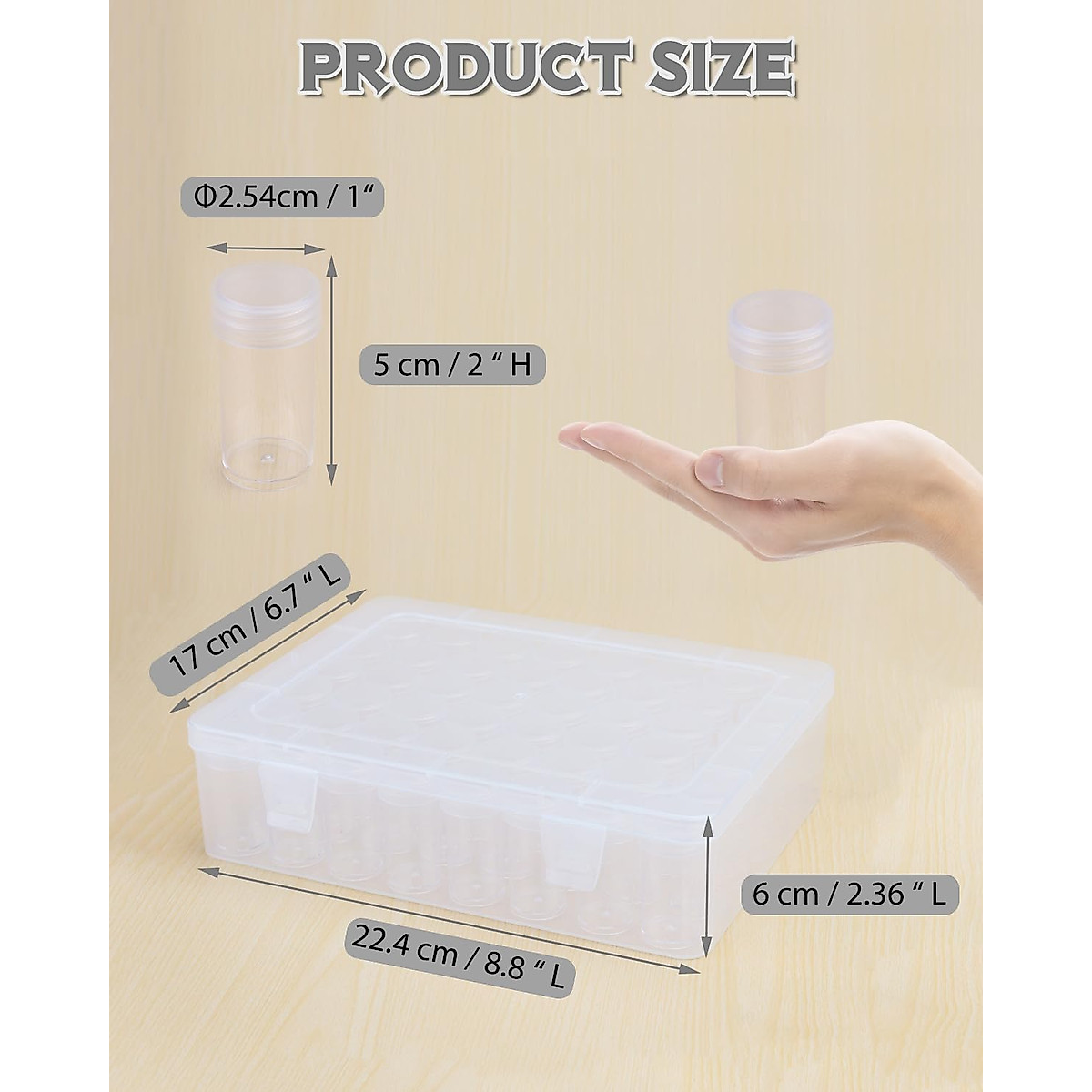 Embroidery Diamond Painting Storage Container, 49 PCS Mini Clear Beads Organizer Boxes and Portable Plastic Container Jars with Screw Lids for Diamond Art, Nail Accessories, and Seeds