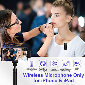 IIQ 2 Pcs Wireless Lavalier Microphone for iPhone iPad with Charging Case,48H Battery Life Clip On Wireless Mic for iPad -Recording Mic for Interview Video Podcast Vlog