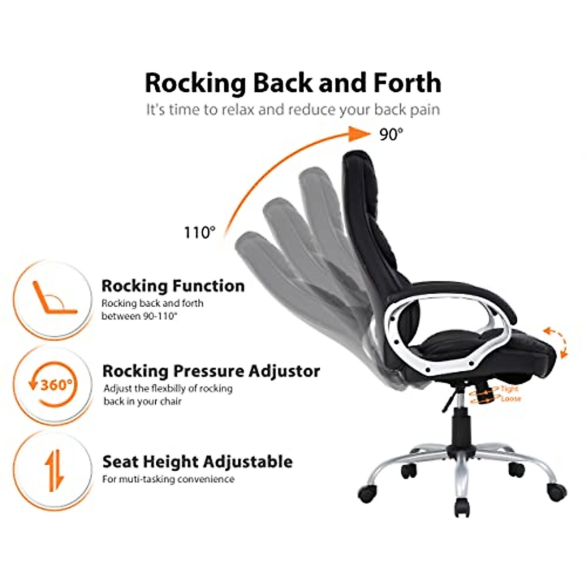 Big and Tall Office Chair High Back Executive Office Chair Comfortable Thickening Padded Cushion Leather Chair All Day Comfort Wide Seat Ergonomic Computer Desk Chair with Armrest