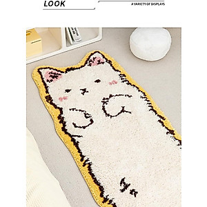 Cat Tufted Rug, Cat Shaped Rug, Irregular Shaped Rug, Washable Absorbent Non-Slip Fun Animal Shaped Cartoon Room Floor Mat, Soft Bedside Rug for Bedroom, Cat Doormat, Living Room (K,40*120cm)