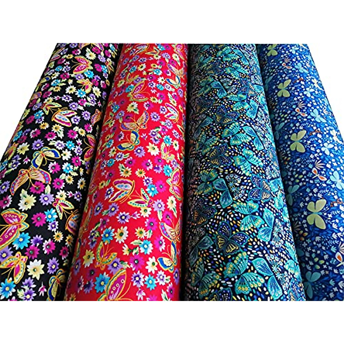 18" x 22" Fat Quarters Quilting Cotton Fabric Bundles for Sewing, 8 PCS Butterfly