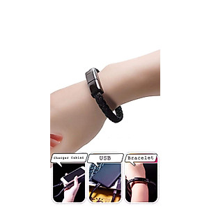 YXWJ USB Charging Cable Bracelet Fashion wrist Data Charger Cord Leather Cuff Band, Convenient to carry,Practical gifts.