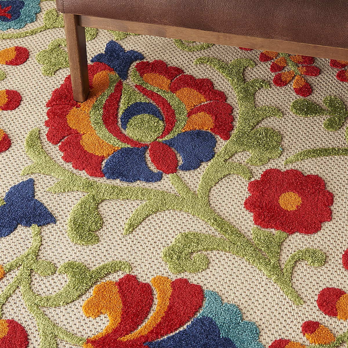 Nourison Aloha Indoor/Outdoor Multicolor 7'10'' x 10'6'' Area--Rug, Easy--Cleaning, Non Shedding, Bed Room, Living Room, Dining Room, Backyard, Deck, Patio (8x11)