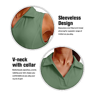G Gradual Women's Sleeveless Golf Polo Shirts Tennis Quick Dry Collared Tank Tops V-Neck Polos for Women(Green,XL)