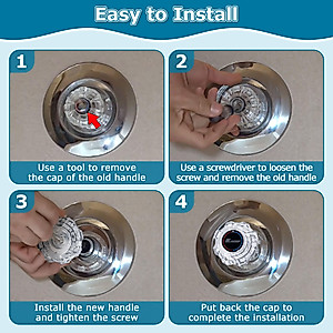 Dreyoo Shower Faucet Handle Replacement for 940-240, Shower Faucet Handle Compatible with Price Pfister Old Style Avante Series, Shower Knob Replacement for Single Handle Tub Faucet, Clear Acrylic