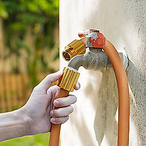 Worth Garden Hybrid 50 Feet Garden Hose, No Leak 5/8-Inch Flexible Lightweight Water Hose - Male to Female Fittings - 8 YEARS WARRANTY