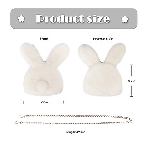 TANOSII Fuzzy Rabbit Bag Faux Fur Fluffy Handbag Furry Evening Bag Crossbody Bag for Women White