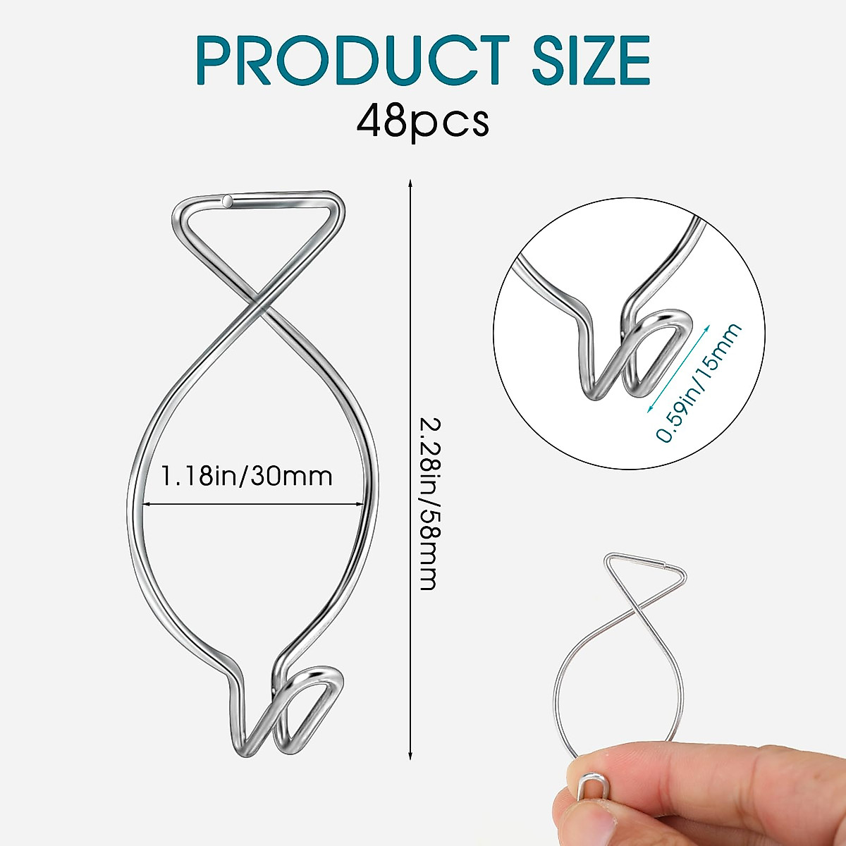 48 Pack Drop Ceiling Clips Hanging Ceiling Hook Clips Hanging on Suspended Ceiling Tile, Grid Clips Hanger Hooks for Light Plant Office Home Stores Classroom and Wedding Decorations, Hanging Sign