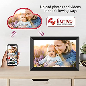 FRAMEO Smart Digital Picture Frame WiFi Cloud 10.1 Inch HD 1280x800 IPS Touch Screen Digital Frame with 16GB Storage Easy Setup to Share Photos or Video via Frameo APP Auto-Rotate Wall Mountable Black