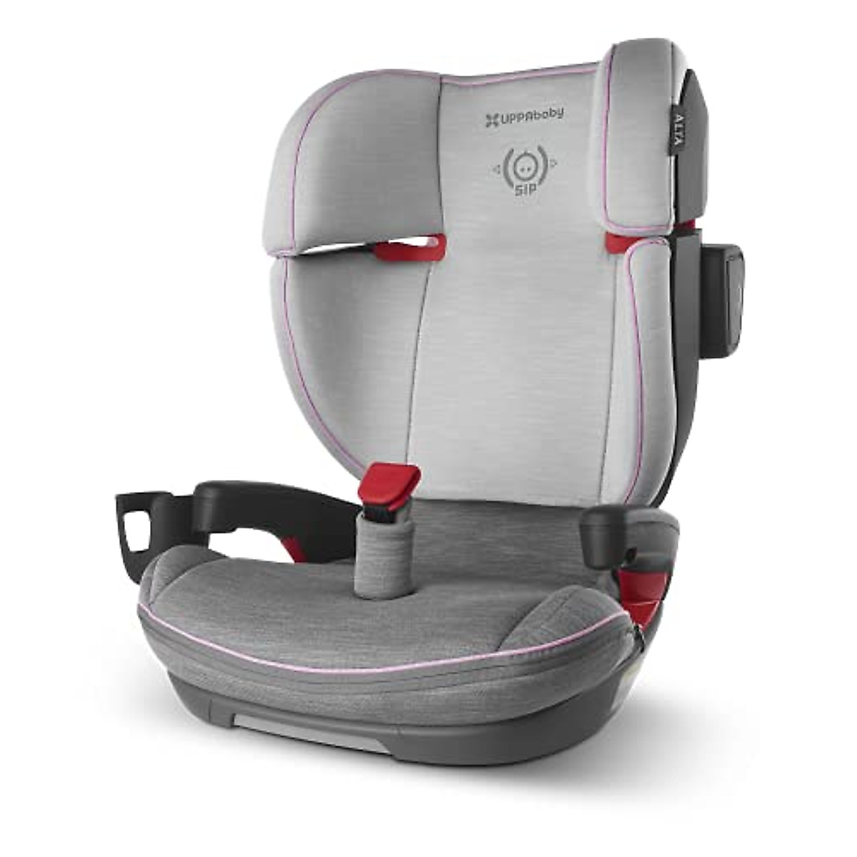 UPPAbaby ALTA Booster Seat - Sasha (Grey Melange/Pink Accent) + Extra Cup Holder for ALTA