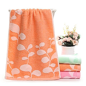 Pidada Hand Towels Set of 2 Leaves Floral Pattern Soft Absorbent Towel for Bathroom 13.4 x 29.1 Inch (Orange)