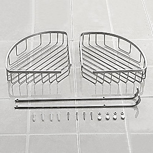 SUS 304 Stainless Steel Shower Caddy Basket Bathroom Corner 2-Tier Large Triangular Shower Basket Wall Mount Polished