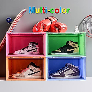 Augctoer Shoe Storage Boxes, Clear Plastic Shoe Boxes, Shoe Storage Boxes Stackable, Shoe Organizer Containers with Lids, Magnetic Door, Shoe Organizer for Closet, Bedroom, Bathroom (White)