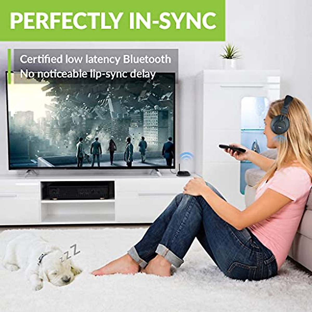 Avantree HT5009 40Hrs Wireless Bluetooth Headphones for TV Watching with Transmitter (Digital Optical RCA AUX), Pass-Through Support, 164ft Long Range, Enhanced Volume for Seniors, No Audio Delay