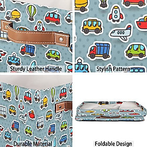 Cube Storage Bins 13 Inch Fabric Storage Basket Truck Plane Square Storage Bins Collapsible Nursery Storage Bin Organizer Basket Car Ship Storage Box for Shelves, Closet