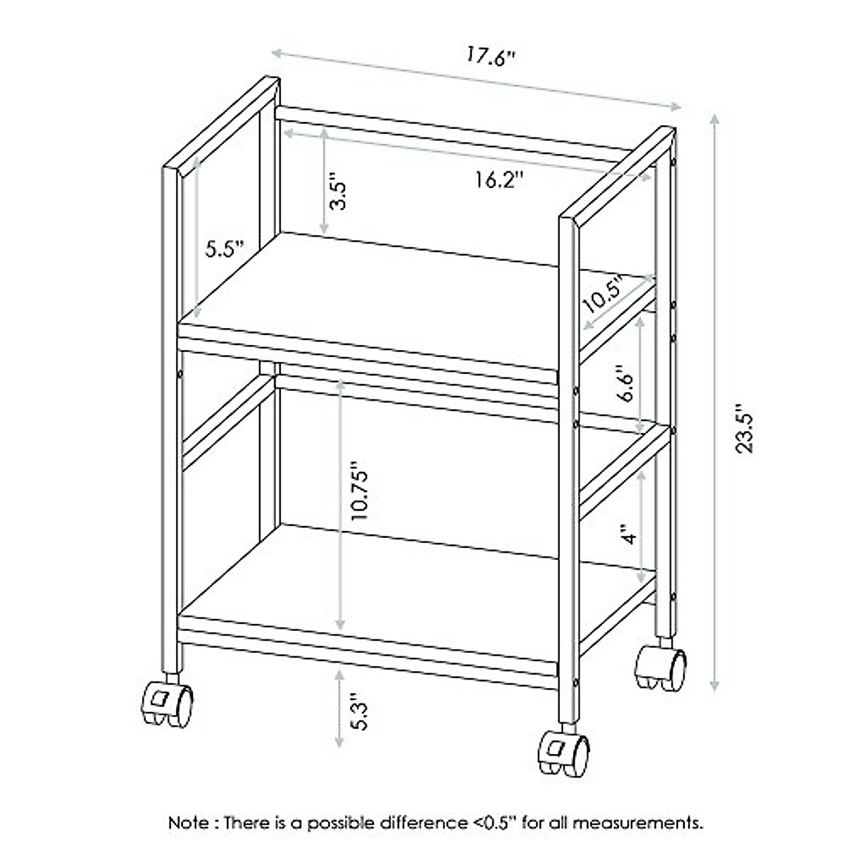 Furinno Modern Storage Cart, Dark Walnut