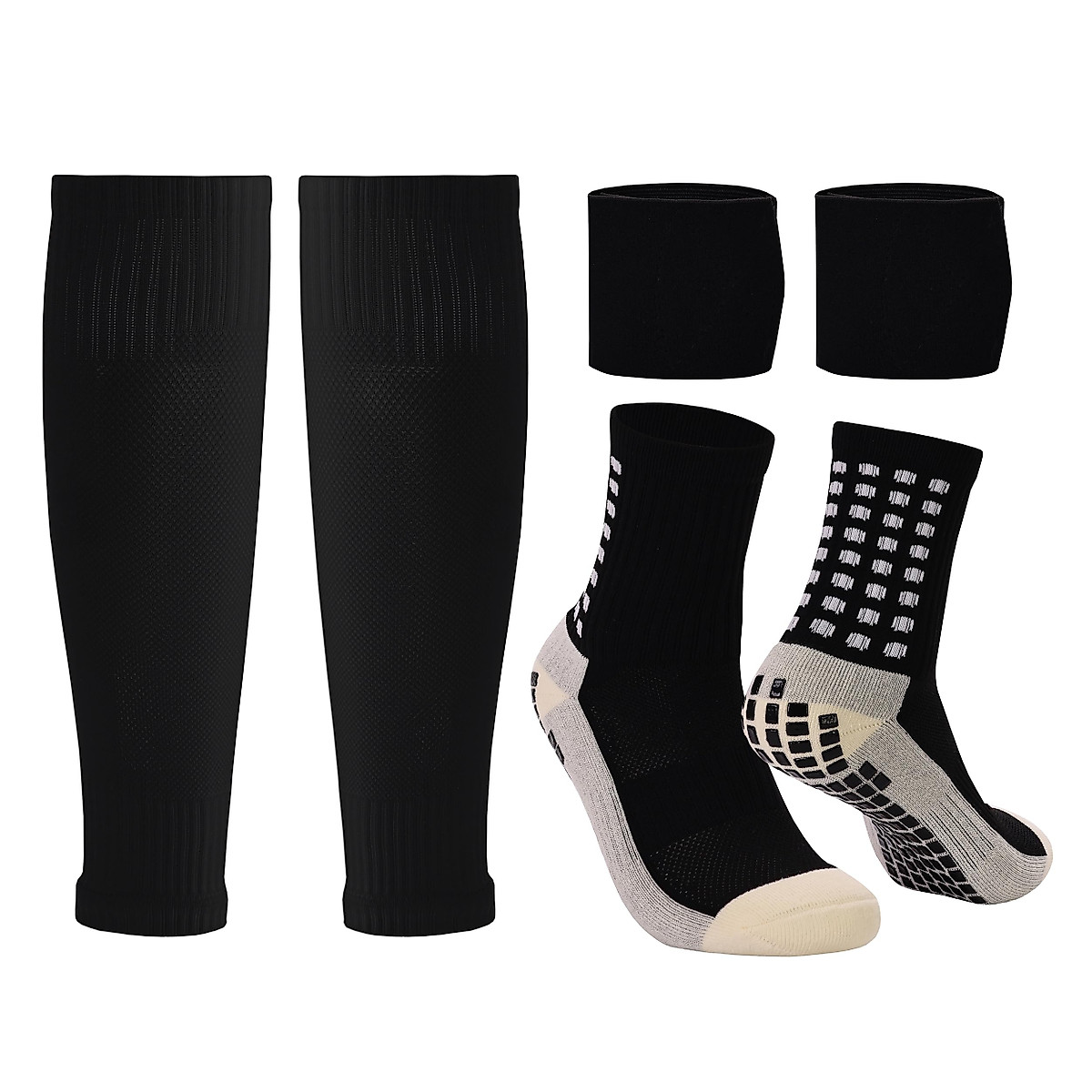 Grip Soccer Socks with Shin Guard Sleeves & Straps | Anti Slip Non-Skid Durable & Comfy Football Socks for Training & Matches