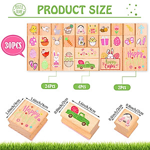 Yexiya 48 Pieces Valentine Stamps Wooden Rubber Stamps with Ink Pad Colored Pencil Ink Pad Coloring Pencil Art Supplies Set for DIY Party Favor Gift(Bunny Style)