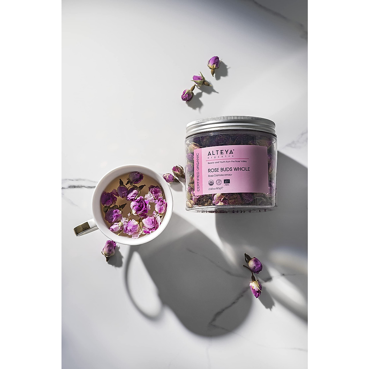 Organics Rose Bud Tea USDA Certified Organic Herbal Tea 2.82 Oz/80 gr Rosa Damascena