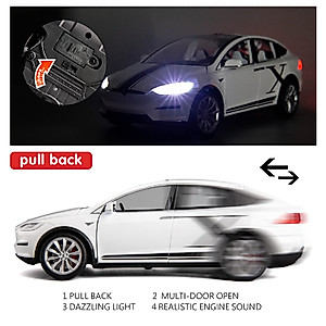 BDTCTK 1/20 Scale Car Model X Toy Zinc Alloy Casting Pull Back Vehicles with Sound and Light Toys for Kids Boys and Girls Gifts (White)