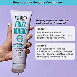 Noughty 97% Natural Frizz Magic Conditioner, Anti Frizz Cleanser for Frizzy and Curly Hair to Smooth and Shine with Marula Oil and Daikon, Sulphate Free Vegan Haircare 250ml