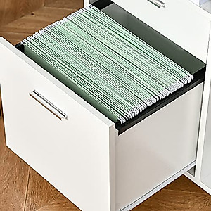 Vinsetto Filing Cabinet Printer Stand Mobile Lateral File Cabinet with 2 Drawers, 3 Open Storage Shelves for Home Office Organization, White