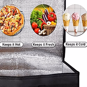 Insulated Food Delivery Bag, XXXL Pizza Delivery Bags for Hot and Cold Food, Commercial Large Capacity Reusable Warming Bag, Catering Cooler Bag for Doordash, Warmers for Parties(All black)
