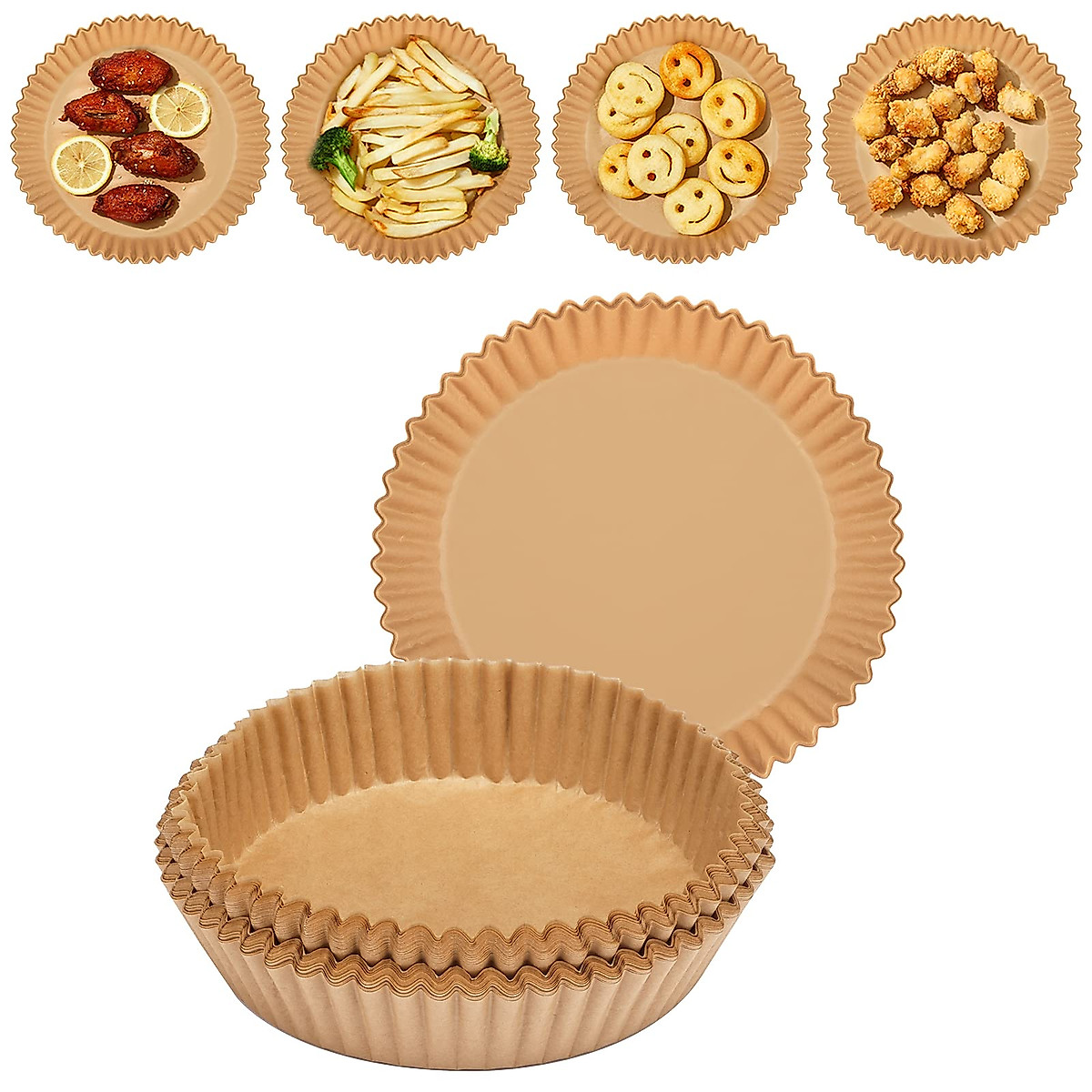 Moretoes 100 Pcs 6.3 Inch Round Air Fryer Disposable Paper, Non-Stick Parchment Cooking Paper for Microwave, Oil Resistant Waterproof Paper Liner for Frying Baking Cooking Roasting