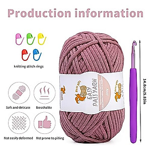 Fedmut Yarn for Crocheting -200g Beginners Chunky Cotton Yarn Easy-to-See Stitches Thick Worsted Yarn for Knitting Craft -Purple