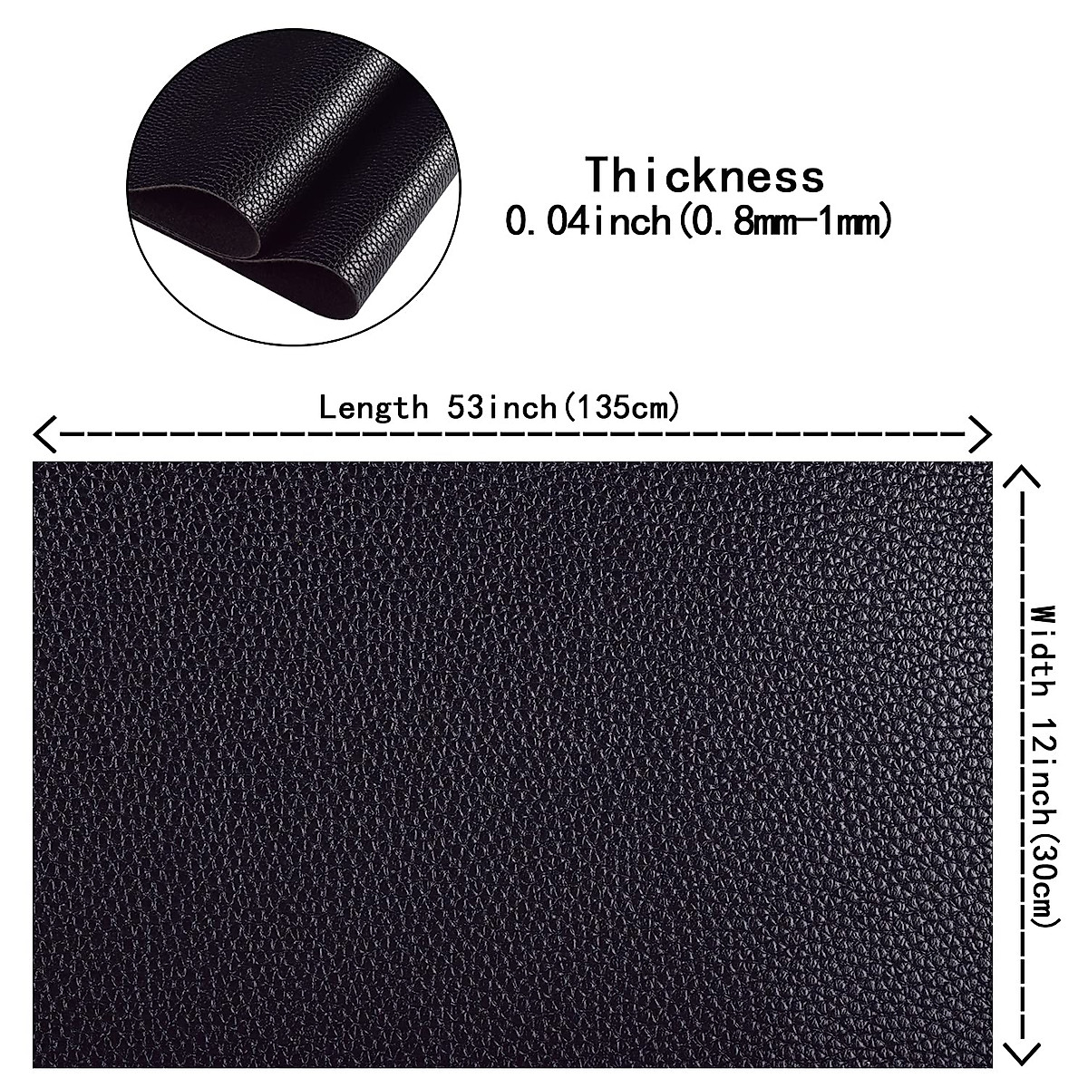 HGUAN Solid Color Black Faux Leather Sheets 12"X53"(30cmX135cm),Very Suitable for Making Leather Earrings,Bows,and DIY Projects (Black)