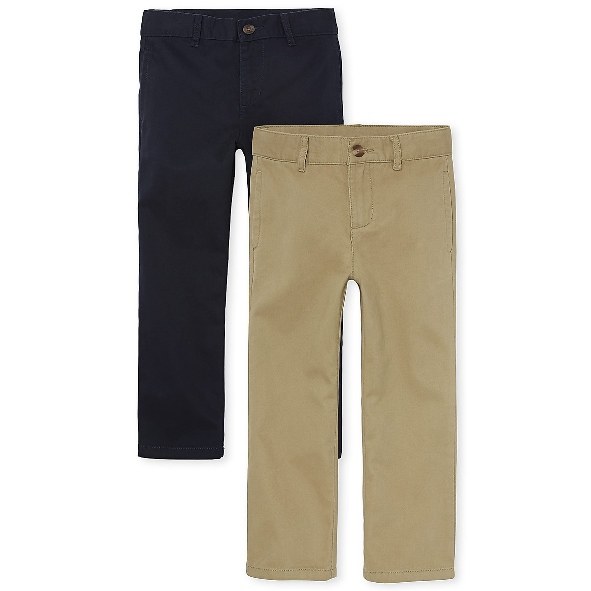 The Children's Place boys Chino Pants, Flax/New Navy 2 Pack, 12 US