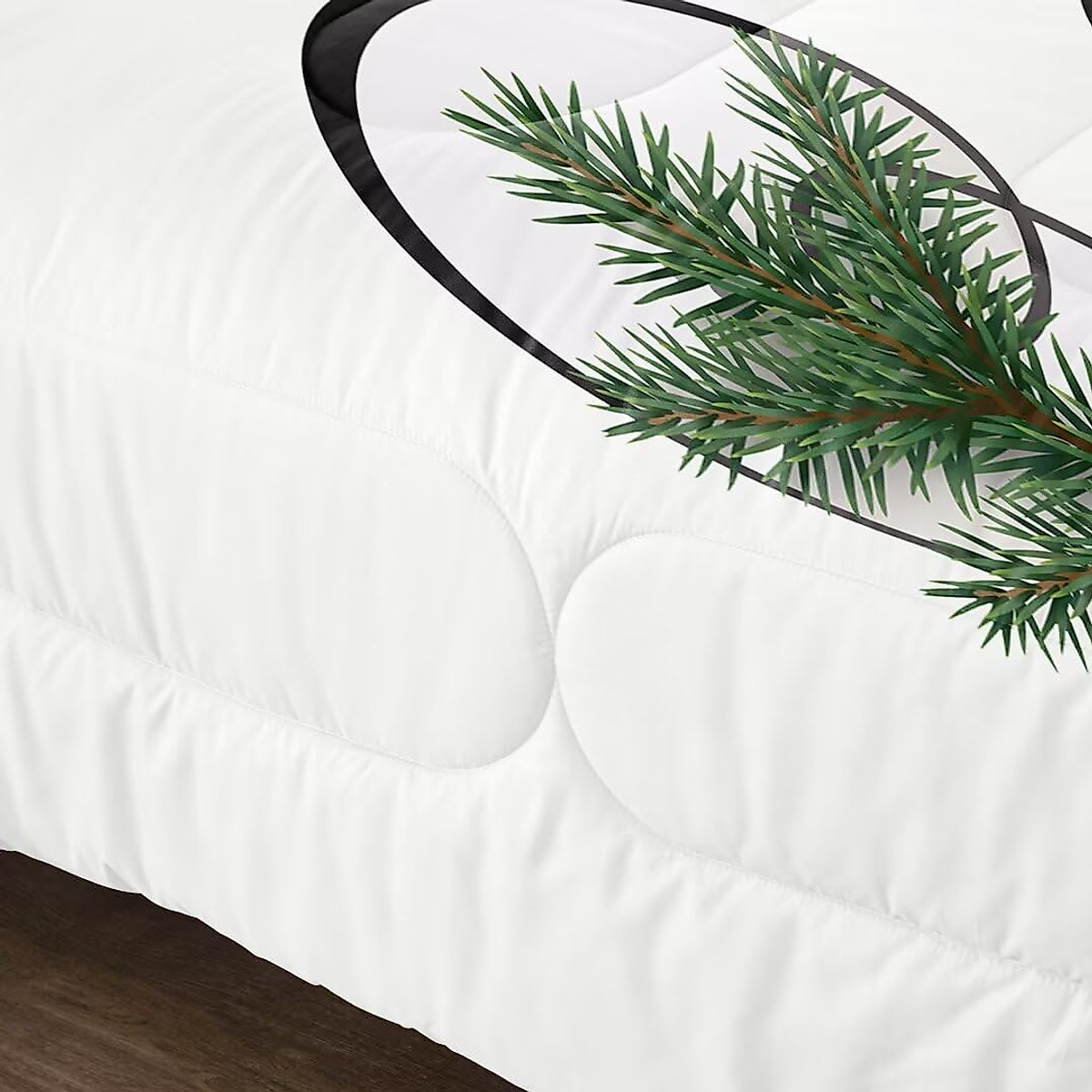 GRAT TIOC Christmas Comforter King,Xmas Bedding Set Set,Red Poinsettia Flowers Comforter Merry Christmas Bed Bedroom Set Home Decor for Kids Girls Women White