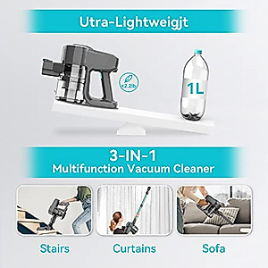 DevoacTech Cordless Vacuum Cleaner, 6 in 1 Ultra-Lightweight Stick Vacuum, 2200mAh Battery Up to 40mins Runtime, Powerful Handheld Vacuum for Hard Floor Carpet Pet Hair Home -N300