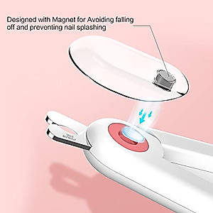 Petgravity Cat Dog Nail Clippers Trimmer with LED Light to Avoid Over-Cutting Hidden Nail File Razor Sharp Blade with 3 Battery Professional Grooming Tools Kit for Pet Claw Care Pink