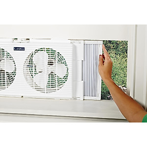 Lasko 2137 Twin Window Fan, 21.8 x 4.5 x 10.5 inches, White