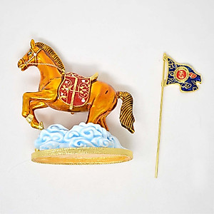 fengshuisale 2022 Sky Horse with Flag of Success Desk Ornaments Decoration for Home Office W4938