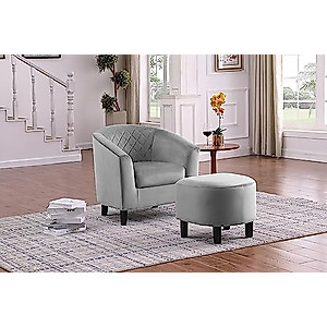 Urban Home Furniture Wesley Tub, Barrel, Accent Chair, Ottoman, Footrest, Grey