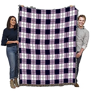 Pure Country Weavers Boysenberry Plaid Blanket - Gift Tapestry Throw Woven from Cotton - Made in The USA (72x54)