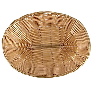 SINJEUN 20 Pack Wicker Bread Basket, Handwoven Oval Plastic Basket, Woven Tabletop Fruit Vegetables Food Serving Basket for Home, Kitchen, Restaurant, Light Brown