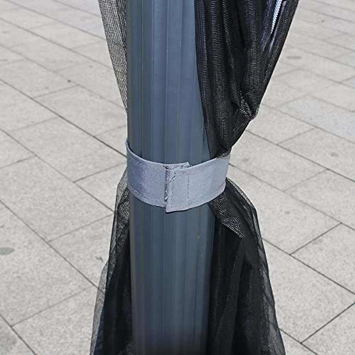 Sunshine Outdoor Replacement Gazebo Mosquito Netting 4 Panels with Zipper for Garden Patio Backyard (10'x10', Grey)(Netting Only)