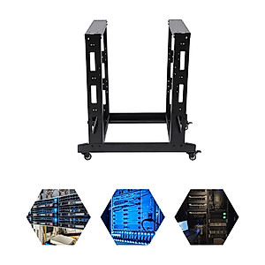 Open Frame Server Rack 15U 19-inch Rolling Server/Audio Rack Free Standing 4 Post Network/Computer Equipment Data Rack on Wheels (Black)
