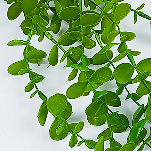 Artflower Artificial Hanging Eucalyptus Plants in Pots 2 Pack Fake Plastic Greenery Vines with Hanging Baskets for Home Shelve Indoor Outdoor Wall Wedding Garden Home Office Garland Decor