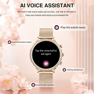 Lefitus Women's Smart Watch(Call Receive/Dial), Fitness Tracker Waterproof Smartwatch for Android iOS Phones with 1.32" HD Full Touch Screen AI Voice Control Heart Rate Sleep Monitor Pedometer