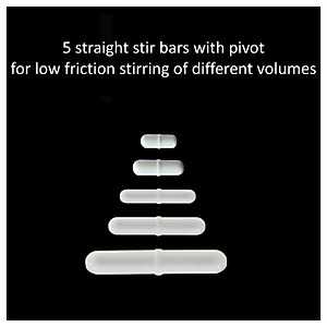 Microyn 7pcs PTFE Stir Bars Set for Magnetic Stirrer Mixer (Five Straight Bars of 15,20,25 35 and 50 mm, One Cross-Shaped Bar of 38 mm, and One Stir Bar Retriever of 250 mm)