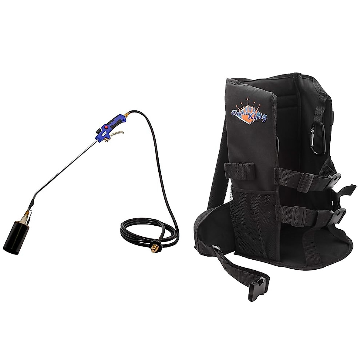 Flame King Propane Torch Kit (340,000 BTU) + Backpack Carrier for Propane Tank