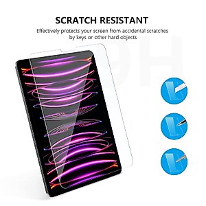 SPARIN 2 Pack Screen Protector Compatible with iPad Pro 12.9 inch 2022/2021/2020/2018 Released (6th/5th/4th/3rd) without Home Button, Tempered Glass Screen Protector Work with Face ID