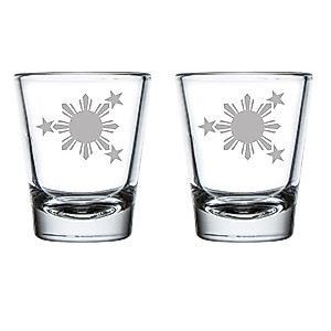 Set of 2 Shot Glasses 1.75oz Shot Glass Philippines Stars and Sun