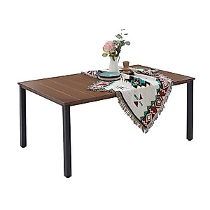 VICLLAX Outdoor Dining Table for 6, 63 Inch Rectangle Patio Dining Table for Outside Patio Furniture Deck Lawn Garden, Walnut