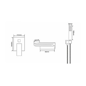 LIANTE All Copper Concealed Bathtub Faucet Into The Wall Faucet Beside The Bathtub Flush Mounted Pressurized Shower Shower Suit,kitchen faucet, Black, WJ5520