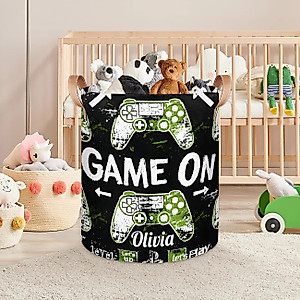 Personalized Laundry Hamper Collapsible Laundry Basket Storage Basket with Handles for Laundry, Bathroom College Dorm Game On